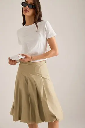 MARE MARE Cotton Pleated Bubble-hem Midi Skirt