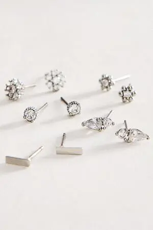 Anthropologie Set Of Five Earrings - Silver