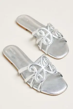 Maeve Logo Slide Sandals - Silver