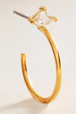 Anthropologie Crystal Hoop Earrings - Gold