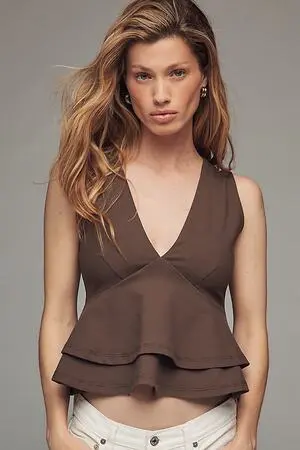 Susana Monaco V-neck Double-layer Tank Top - Chocolate