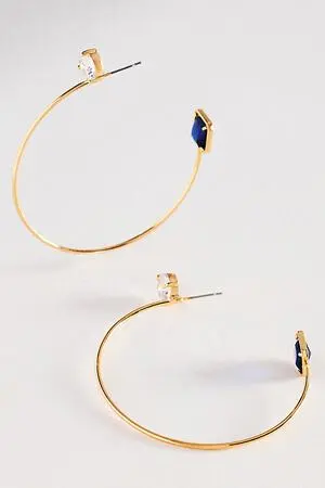 Anthropologie Double-crystal Hoop Earrings - Sapphire