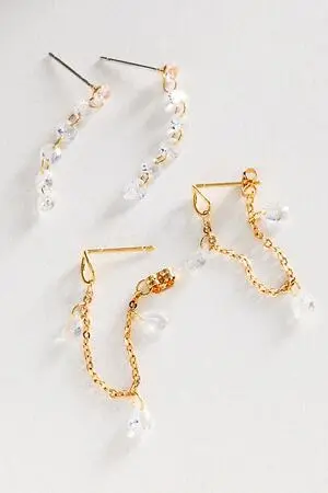 Anthropologie Crystal Drop Earring Set Of 2 - Clear
