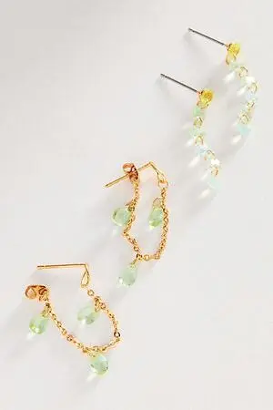 Anthropologie Crystal Drop Earrings Set - Green