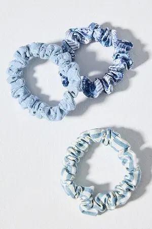 Anthropologie Set Of Scrunchies - Blue