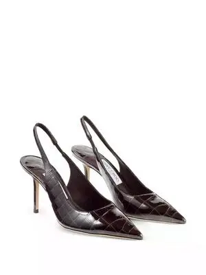 JIMMY CHOO Love 85 Pointed Crocodile-embossed Slingbacks