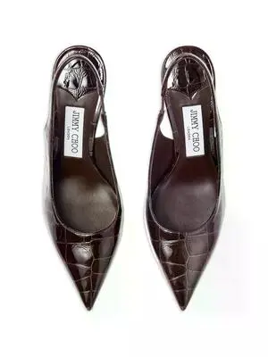 JIMMY CHOO Love 85 Pointed Crocodile-embossed Slingbacks