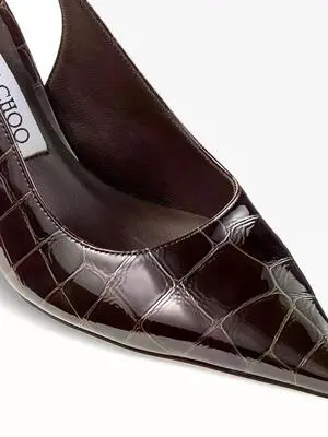 JIMMY CHOO Love 85 Pointed Crocodile-embossed Slingbacks