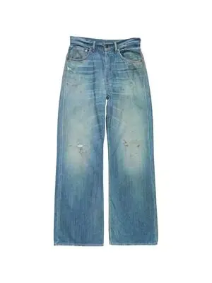 Acne Studios Regular Fit Wide Leg Jeans With Paint Detail - Blue