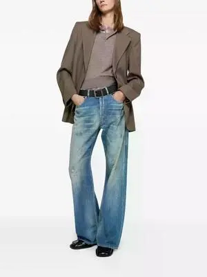 Acne Studios Regular Fit Wide Leg Jeans With Paint Detail - Blue