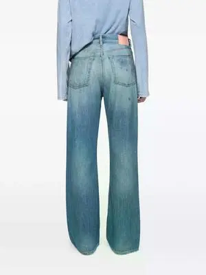Acne Studios Regular Fit Wide Leg Jeans With Paint Detail - Blue