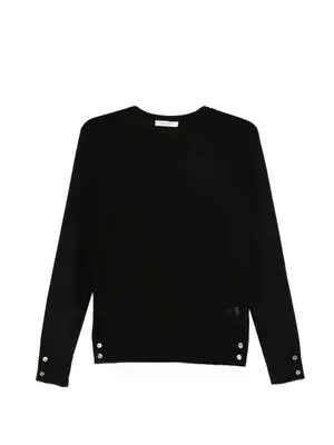 IVORY PARIS Buttoned Crew-neck Sweater - Black