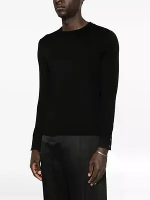 IVORY PARIS Buttoned Crew-neck Sweater - Black