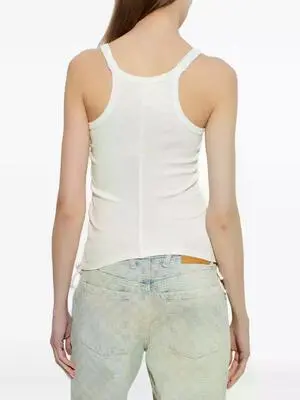 MISBHV Ribbed Racer Back Tank Top With Drawstring Detail - White