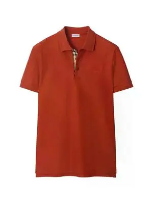 Burberry Cotton Polo Shirt With Embroidered Knight Motif - Orange