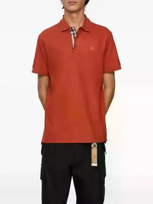 Burberry Cotton Polo Shirt With Embroidered Knight Motif - Orange
