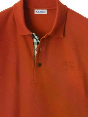 Burberry Cotton Polo Shirt With Embroidered Knight Motif - Orange