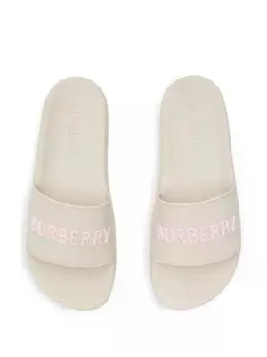 Burberry Slides With Logo - Neutrals