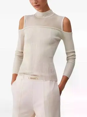 Liu Jo Cold-shoulder Ribbed Knit Sweater