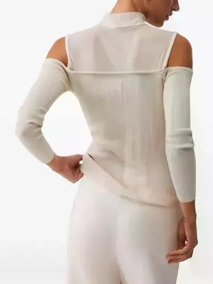 Liu Jo Cold-shoulder Ribbed Knit Sweater