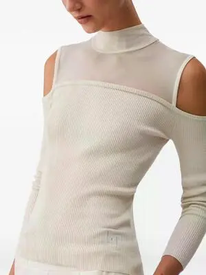 Liu Jo Cold-shoulder Ribbed Knit Sweater