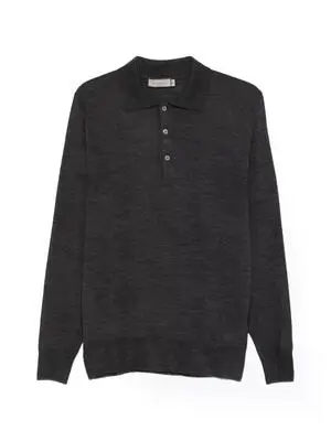 Canali Button Wool Polo Shirt - Grey