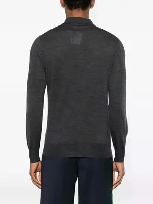 Canali Button Wool Polo Shirt - Grey