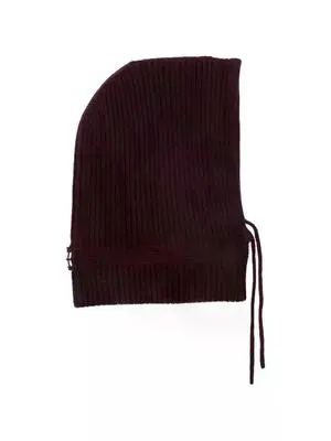 Miu Miu Ribbed Knit Balaclava With Tie Detail
