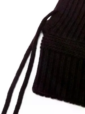 Miu Miu Ribbed Knit Balaclava With Tie Detail