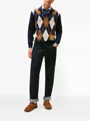 Tommy Hilfiger Argyle Pattern Long Sleeve Polo Shirt