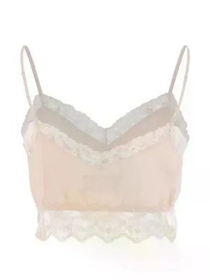 Simone Rocha Lace-trimmed V-neck Top