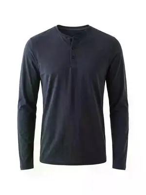 PATRICK ASSARAF Henley Buttoned T-shirt - Blue