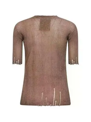 UMA WANG Scalloped-edges T-shirt - Brown