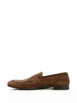 Prada Leather Loafers With Piped Detail - Brown