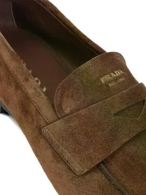 Prada Leather Loafers With Piped Detail - Brown