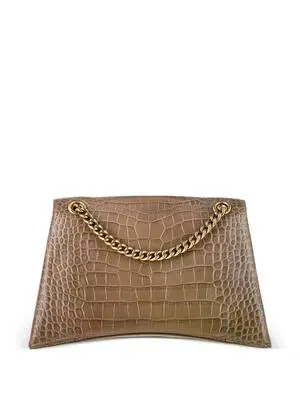 Balenciaga Medium Crush Croc-embossed Shoulder Bag