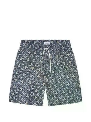 LES DEUX Harry Arabesque Drawstring Shorts Blue