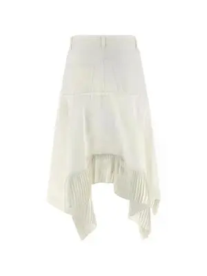 Sacai A-line Pleated Denim Skirt - White