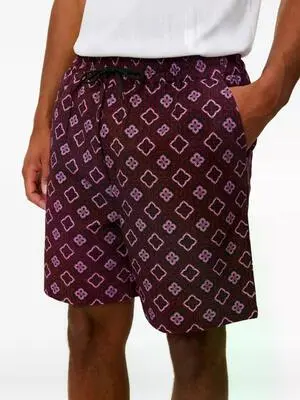 LES DEUX Harry Arabesque Pattern Shorts - Red