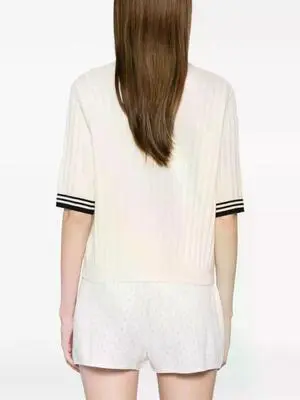 Soft Goat Striped-detail Polo Top - Neutrals