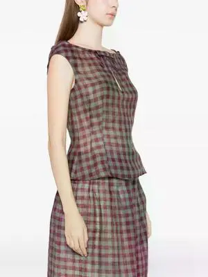 SHUSHU/TONG Keyhole Check Blouse