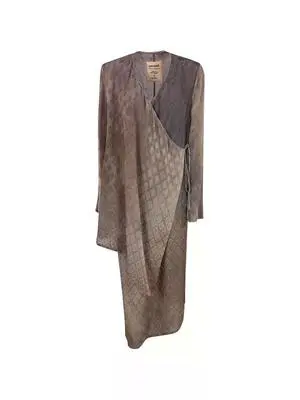 UMA WANG Geometric-pattern Coat - Brown