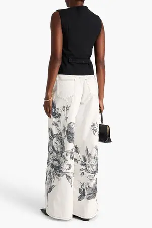 Erdem Floral-print High-rise Wide-leg Jeans