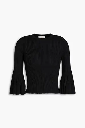 Zimmermann Ruffled Ribbedknit Top - Black