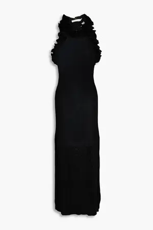 Zimmermann Ruffled Knitted Midi Dress - Black
