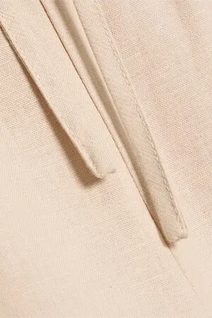 MIKAEL AGHAL Cotton And Linen-blend Wide-leg Pants - Neutral