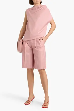 Loulou De Saison Lyra Draped Wool-twill Top - Coral
