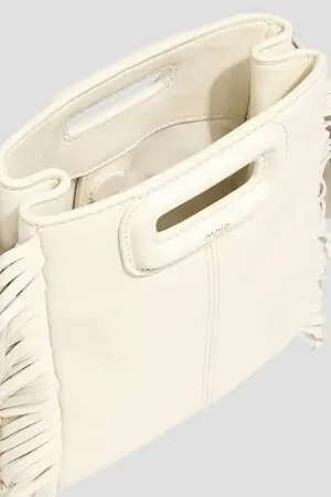Maje Leather Shoulder Bag With Fringed Detailing