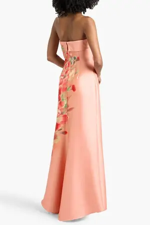Badgley Mischka Strapless Embellished Faille Gown
