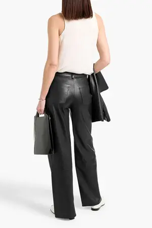 Loulou De Saison Figari Leather Wide-leg Pants - Black